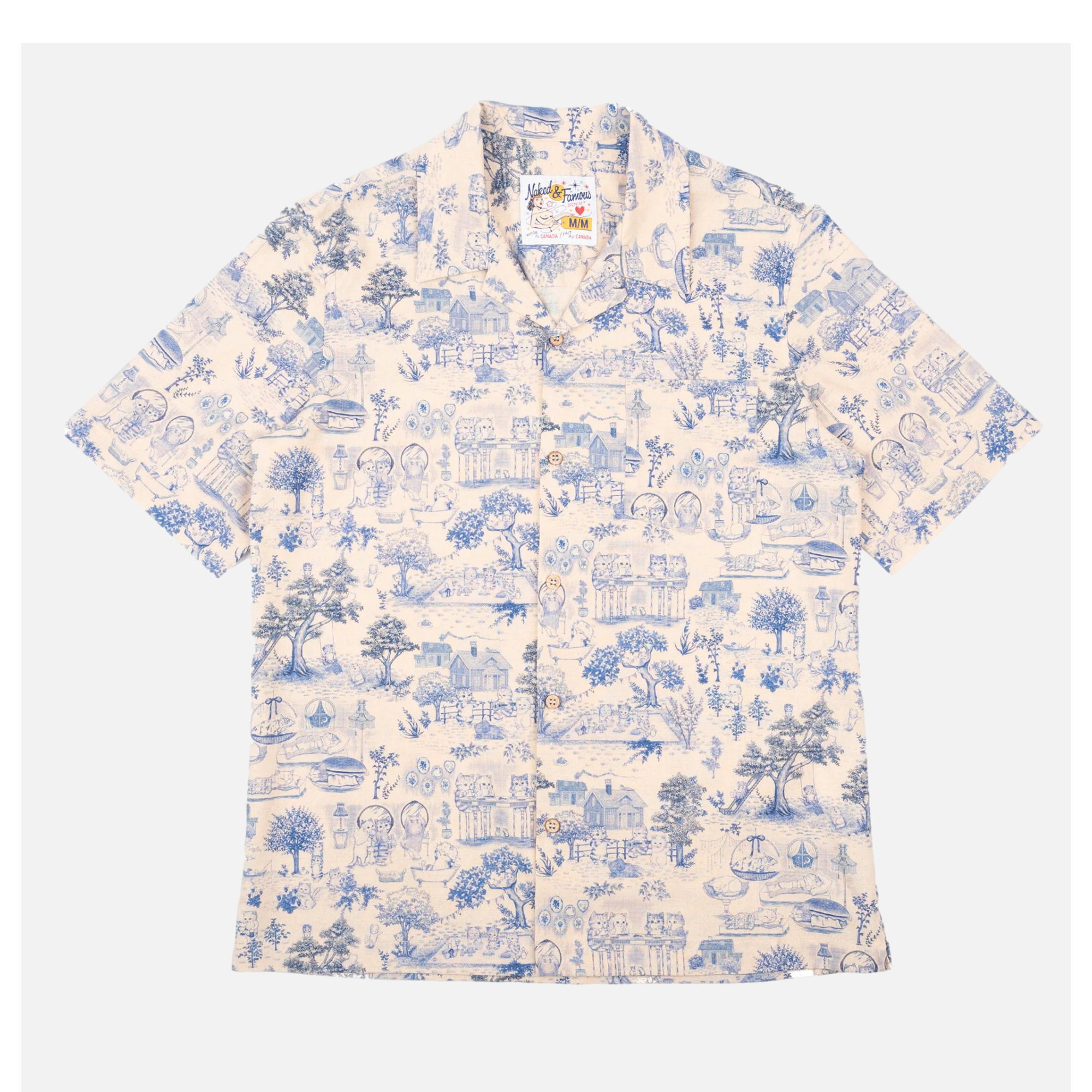 Naked & Famous | Aloha Shirt Linen Cats Blue | Shop Royalcheese Paris ...
